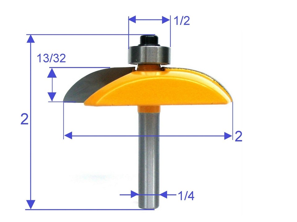 1 pc 1/4" Sh. 2" Dia. Cove Convex Raised Panel and Base Edge Router Bit ...