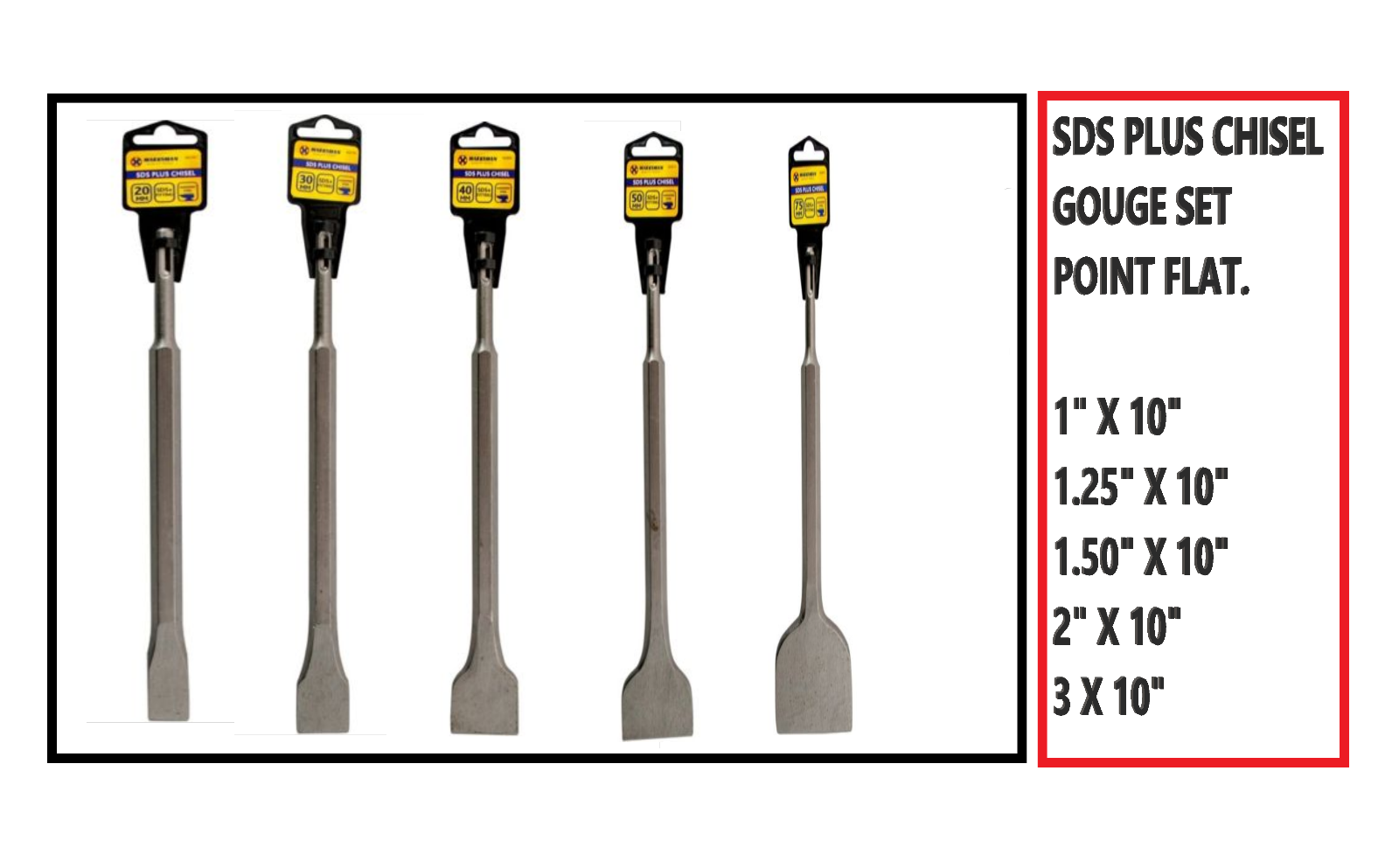 SDS PLUS CHISEL GOUGE SET POINT FLAT MARKSMAN DEKTON ALL BRAND NEW ...