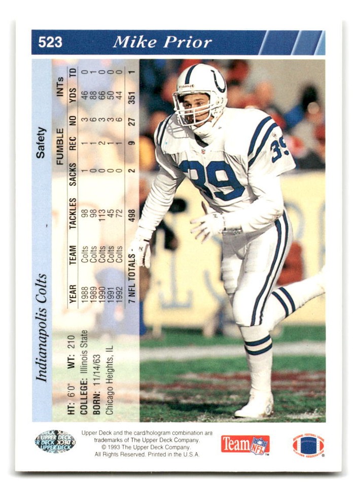 Mike Prior 1993 Upper Deck FOOTBALL #523 Green Bay Packers | eBay
