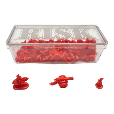 Risk Game Red Military Miniatures Infantry Cavalry Artillery Set w Box ...