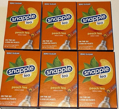 Snapple PEACH TEA Singles On-The-Go Packets- 6 BOXES/36 Packets Total ...