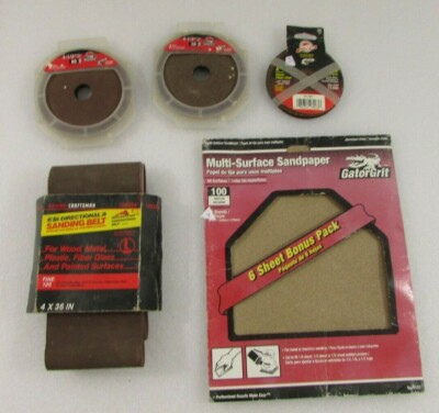 Lot ~ Gator Fiber Discs, 9"x11" Sandpaper Sheets & Craftsman 4"x36 ...
