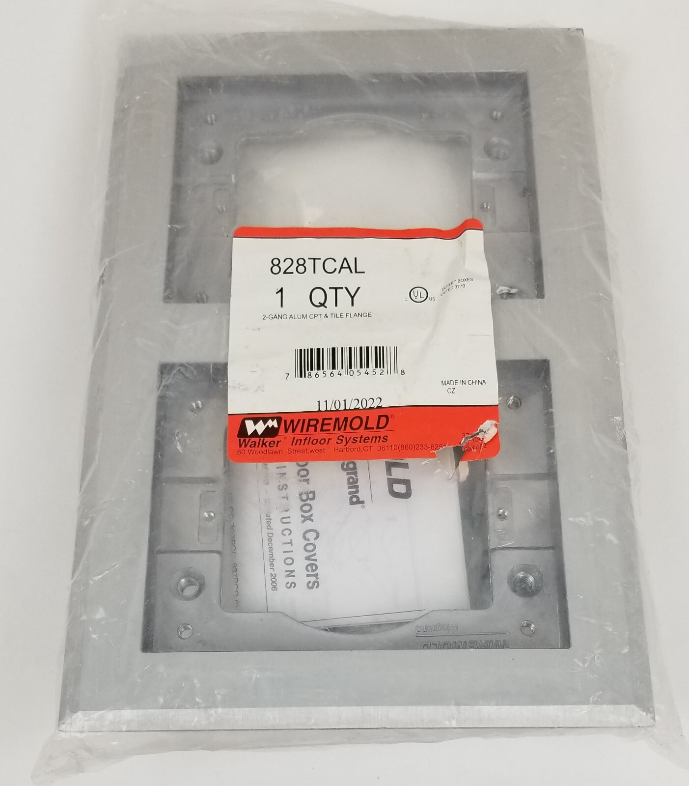 828TCAL Wiremold Walker Floor Box Cover Plate & Tile Flange Aluminum 2 ...