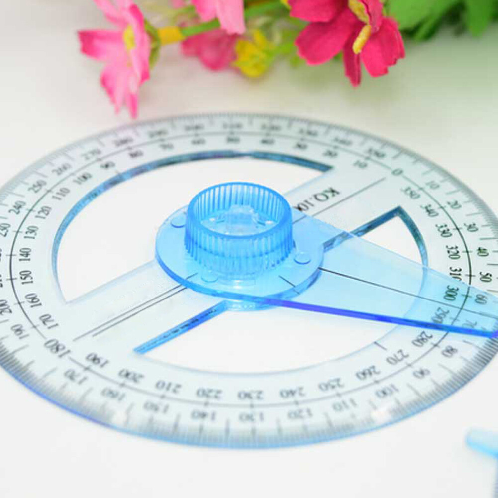 Plastic 360 Degree Protractor Round Ruler Gauge Angular School ...