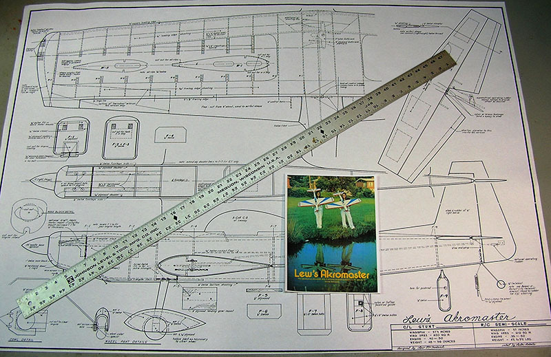 Model Airplane Plans (UC/RC): Lew's Akromaster 57½" UC Stunt or 57" RC ...