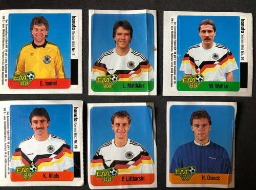 Duplo + Hanuta Aufkleber / Sticker - Fußball EM '88 - Nr. 1, 13, 14, 19 ...