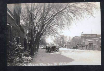 REAL PHOTO CLARKSON NEBRASKA DOWNTOWN STREET SCENE SNOW POSTCARD COPY ...