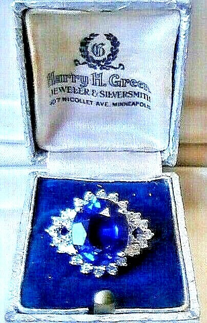 Estate ROYALTY GEMS Midnight Blue Ceylon Lab Sapphire 8.90 CT. Ring 925 ...