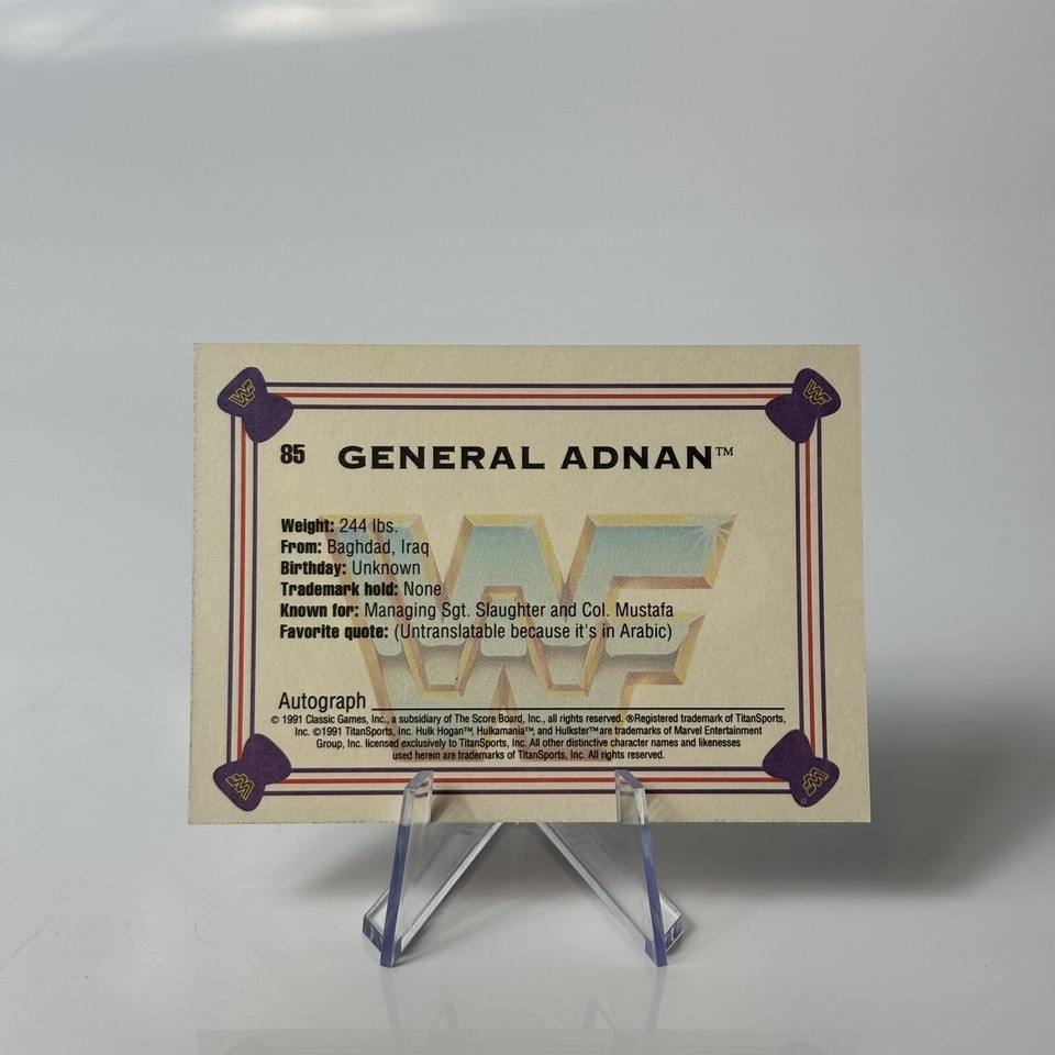 General Adnan Card 1991 Classic WWF Superstars #85 Wrestling Card WWE ...