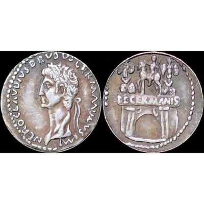 41-45 AD Ancient Roman Coin Head of Nero Claudius Drusus - Denarius ...