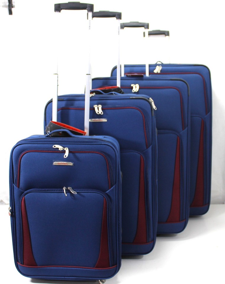 Set of 4 Suitcase 2 Wheel Lightweight Hand Luggage Travel Cabin Trolley ...