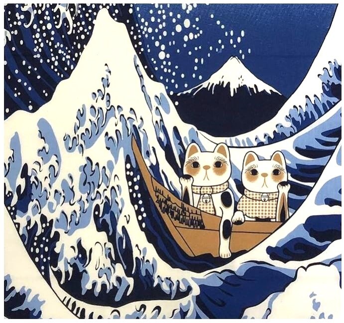 Tenugui Japanese Cotton Hand Towel bandana Headband Maneki Neko（cat ...