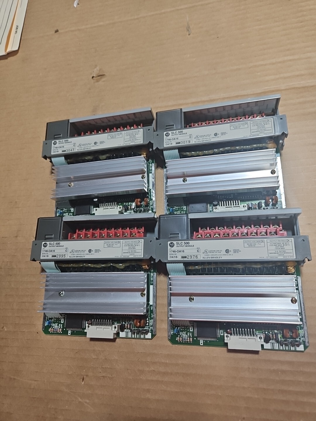 Lot of 4 Allen Bradley 1746-0A16 1746-OA16 Ser C SLC 500 Output Module ...