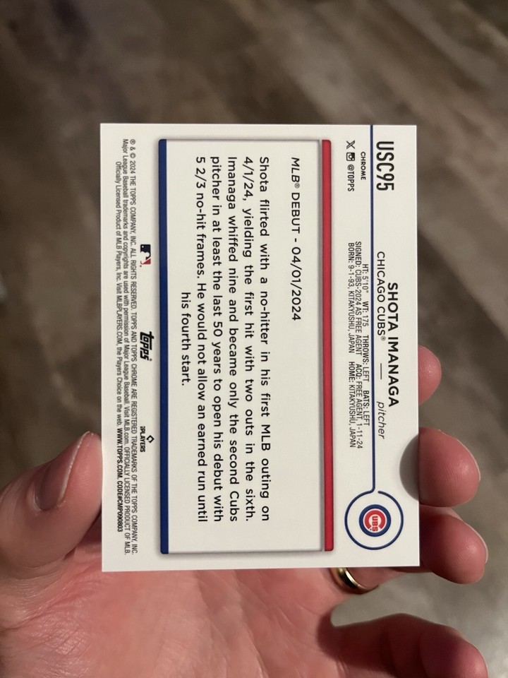 Shota Imanaga 2024 Topps Chrome Update Frozenfractor Frozen Fractor -1/ ...