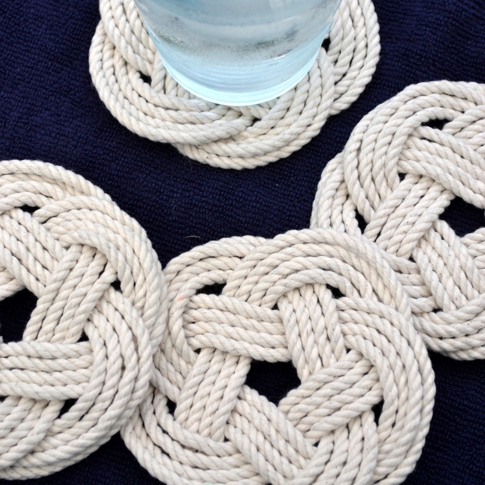 Mystic Knotwork: White Nautical Sailor Knot Turks Head Coasters, Set of ...