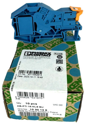 10 Stk Phoenix Contact Auflagebock AB-PTI 16-NLS BU Klemmblock ...