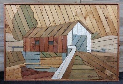 degroot wood lath art covered bridge folk art americana vintage 70's | eBay