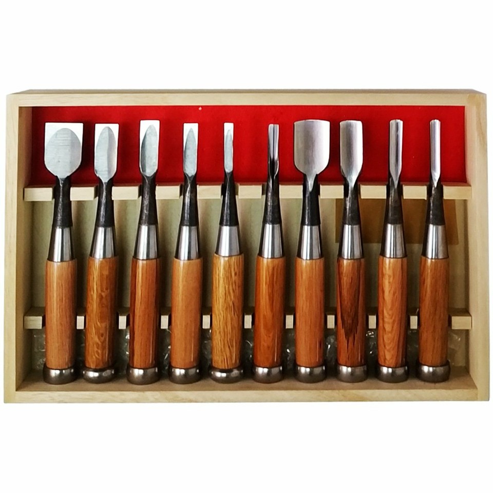 Japanese Chisel Nomi Tools Wood Carving "En" 10 pieces 1 set Craft Very ...