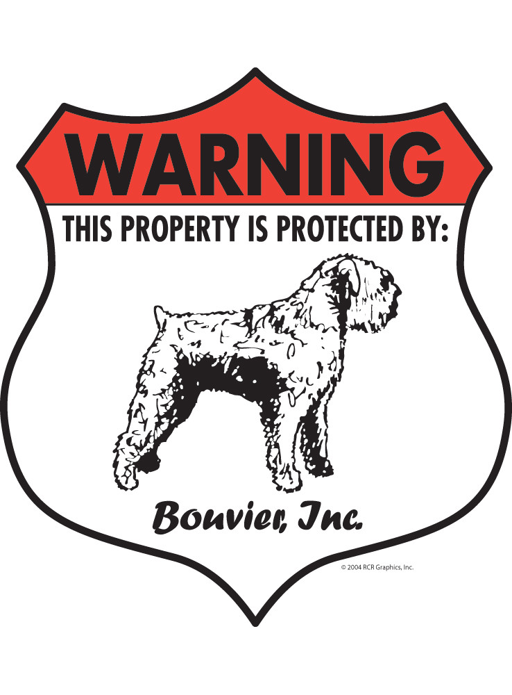 Warning! Bouvier - Property Protected Aluminum Dog Sign - 7" x 8 ...