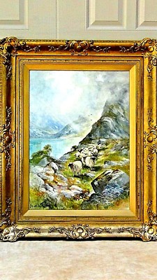 STUART FORBES (19c, BRITISH) ORIGINAL WATERCOLOR OF SHEEPHERD & SHEEPS ...