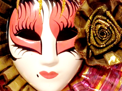 Porcelain Mask Wall Hanging French Clown Pierrot Doll Pink Purple Green ...