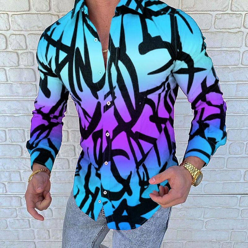 Button Up Shirts Men Baroque Fashion Casual Party Long Sleeve Fancy ...
