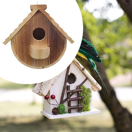 Wooden Birdhouse Hanging Outdoor Bird Nesting Box for Yard Backyard ...