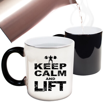 Gym Keep Calm Lift Funny Mugs Novelty Colour Changing Mug GIFT BOXED ...