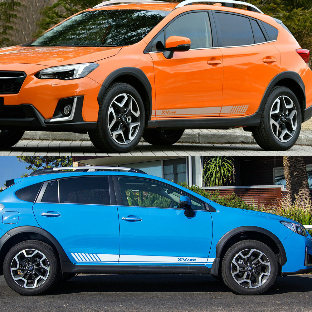 2 PCS Graphic Car Side Skirt Stripe Sticker For Subaru XV Racing Sports ...