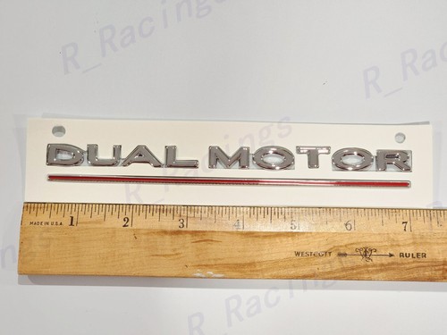 Chrome Red DUAL MOTOR Emblem Badge Fit For Tesla Model 3/Y Rear Trunk ...