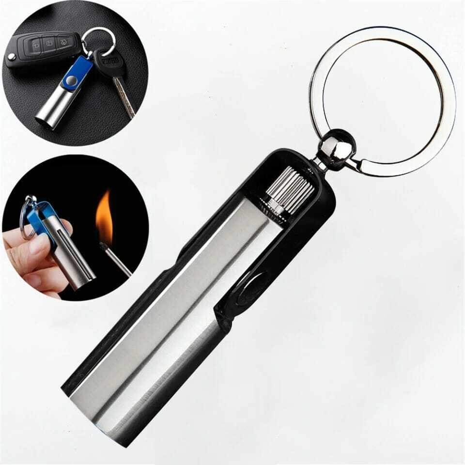 Steel Fire Starter Flint Match Lighter Keychain Camping Emergency Gear ...