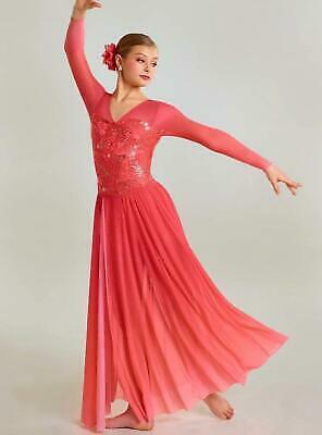 Dance Costume Curtain Call E2191 Orange Large Child Contemporary Lace ...