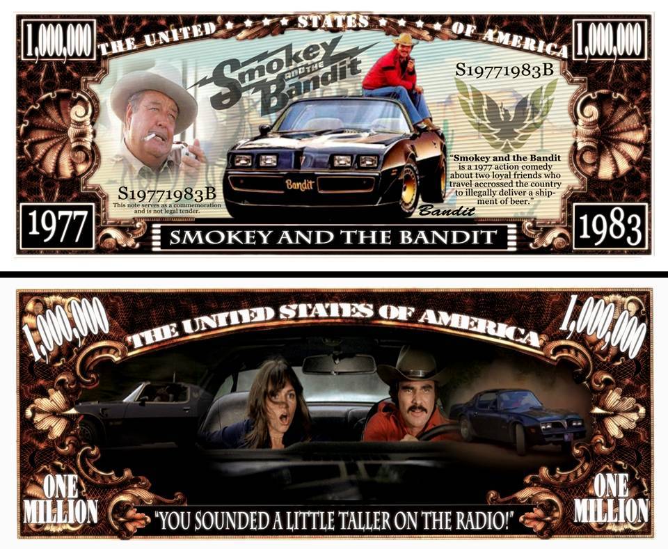 Smokey and the Bandit Million Dollar Bill Funny Money Novelty Note ...