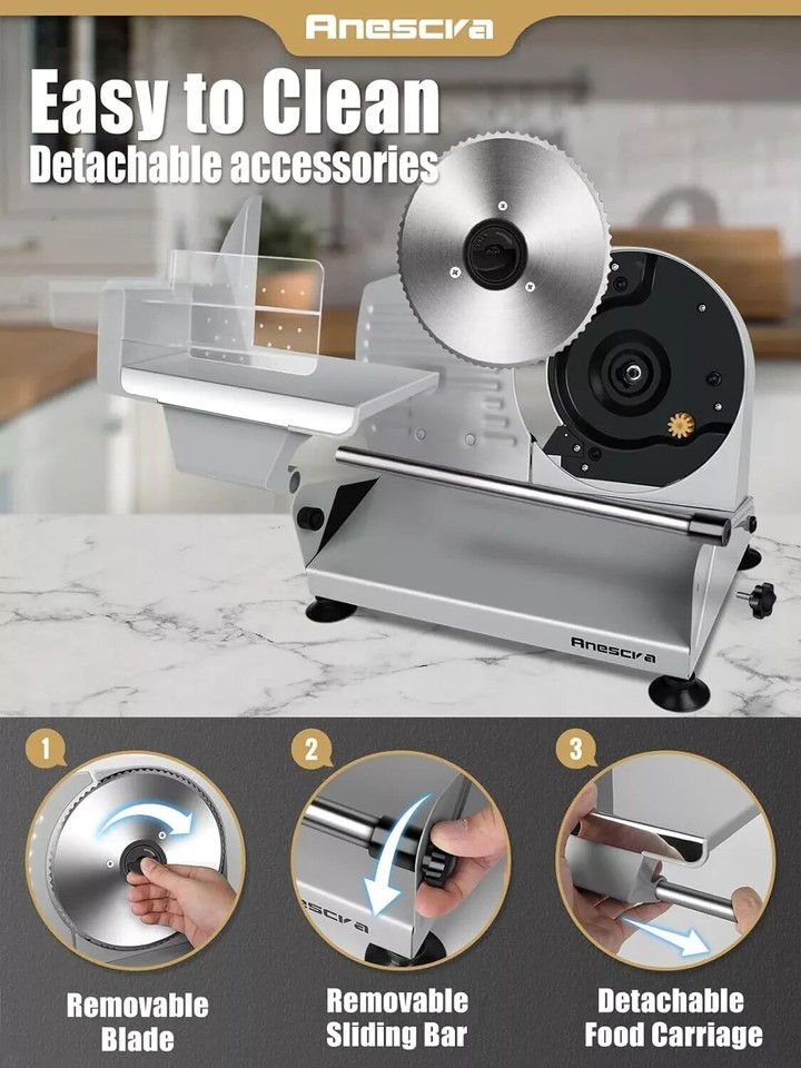 7.5" Blade Electric Meat Slicer 200W Deli Meat Food Cutter Slicer ...