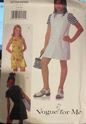 9657 Vintage Vogue for Me Girl's Dress & Jumper Sewing Pattern Sz. 7-10 ...