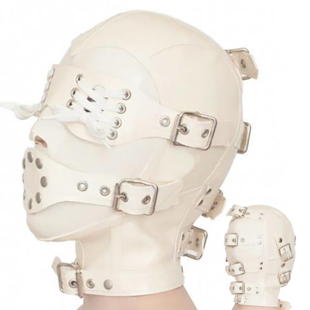 Full Cover Latex Hood Back Zipper Rubber Mask w/ Removable Eyes & Mouth ...
