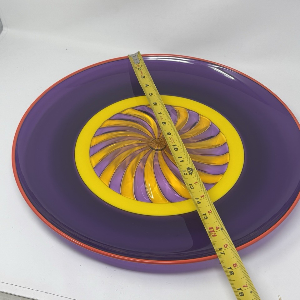 Sam Stang Studio Art Glass Swirl Murrini Signed Large Platter S. STANG ...