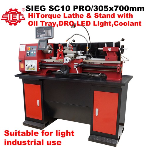 SIEG SC10 PRO / 305x700mm 1500W HiTorque Lathe & Stand with Oil Tray ...
