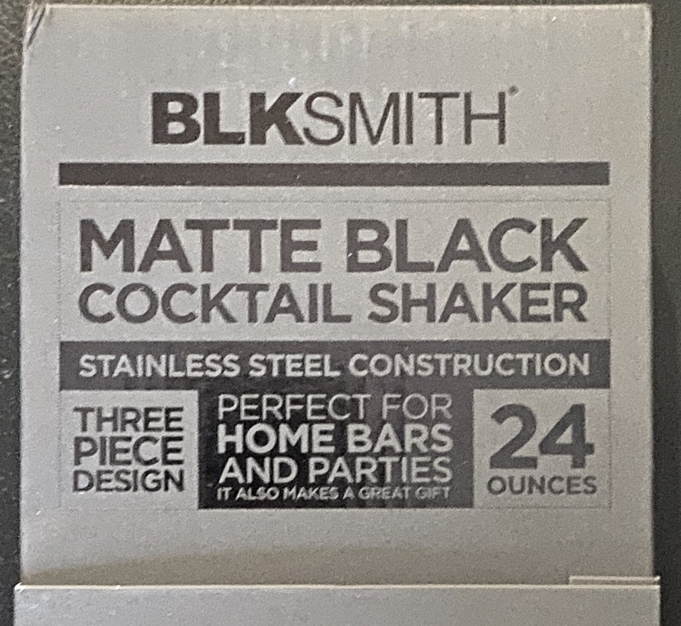COCKTAIL SHAKER MATTE BLACK STAINLESS STEEL NEW BLKSMITH 24 Oz ...