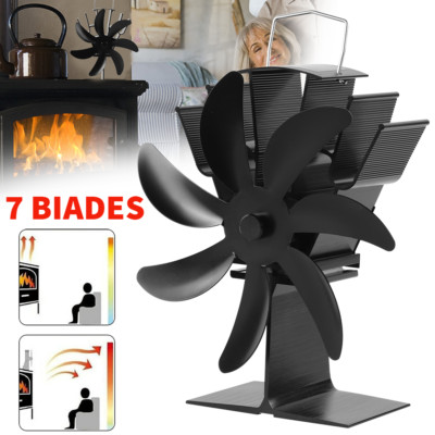 7 Blade Heat Powered Stove Top Fan for Wood Burner Log Burning Fire Eco ...