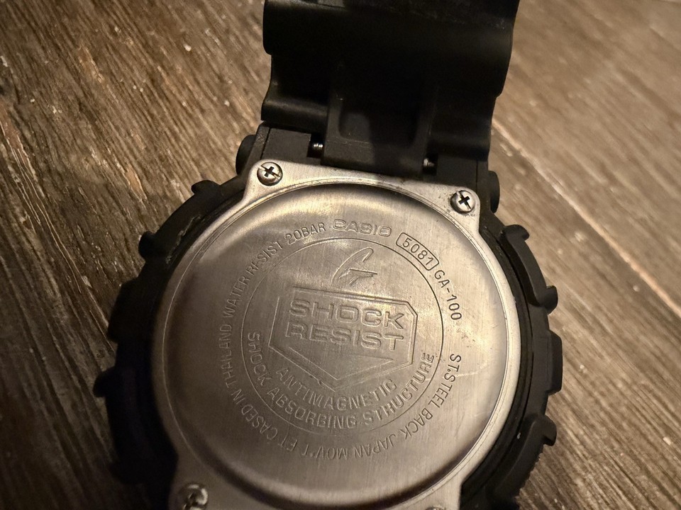 Casio G-Shock GA-100 Watch Men 51mm Black Dial Black Tone Alarm Chrono ...
