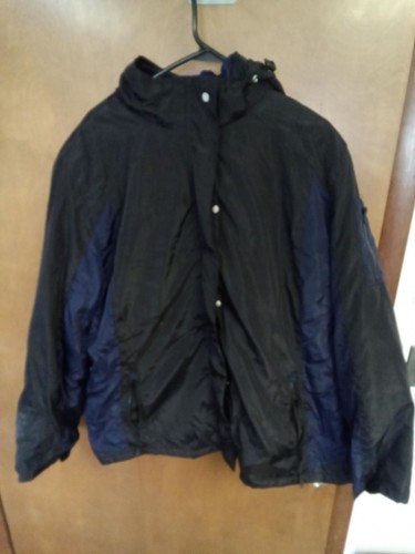 VTG Basic editions Black Blue fleece lined windbreaker jacket mens 2xl ...