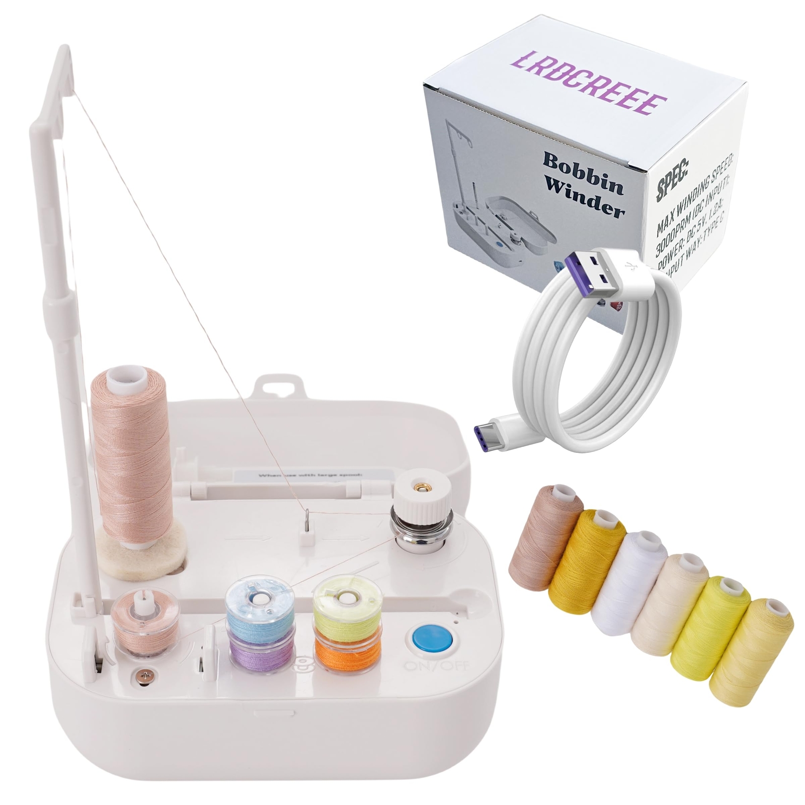 Automatic Bobbin Winder with Auto Stopper Large Spool Thread Holder and ...