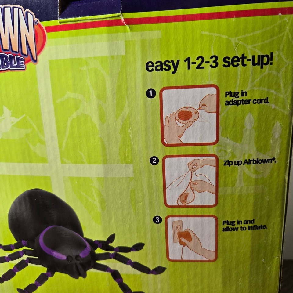 Gemmy Airblown Inflatable Spider 4 Ft. Long w/ AC Adapter Black ...