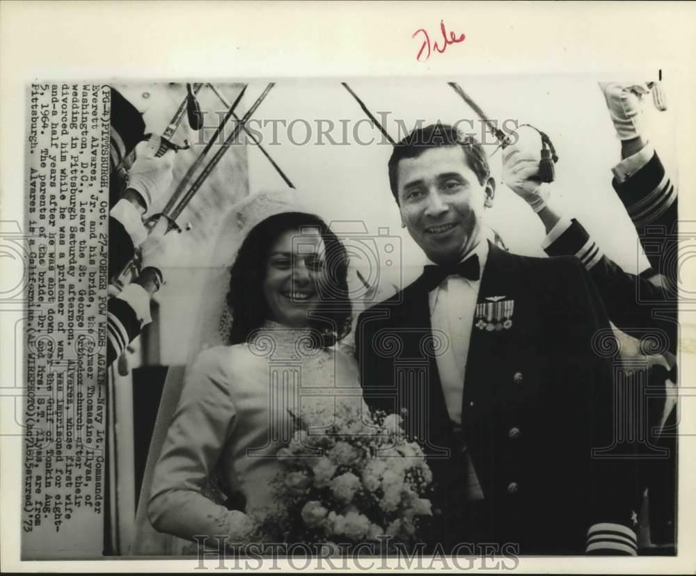1973 Press Photo POW Navy Lt. Commander Everett Alvarez, Jr and ...