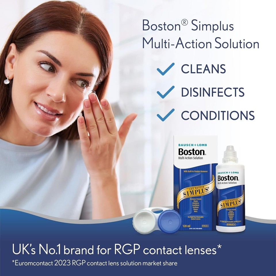 Boston Simplus Multi Action 120ml Contact Lens Solution Rigid Gas ...
