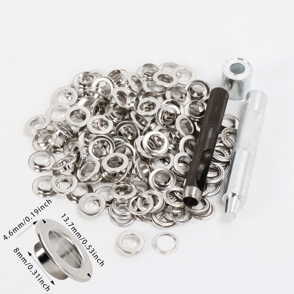 100set Eyelet Punch Die Tool Set Leather Craft Banner Kit Eyelets ...
