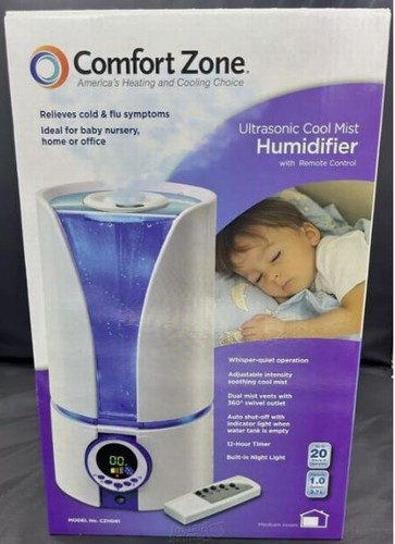 Comfort Zone humidifier, ultrasonic Cool Mist 1 Gallon w/Remote Control ...
