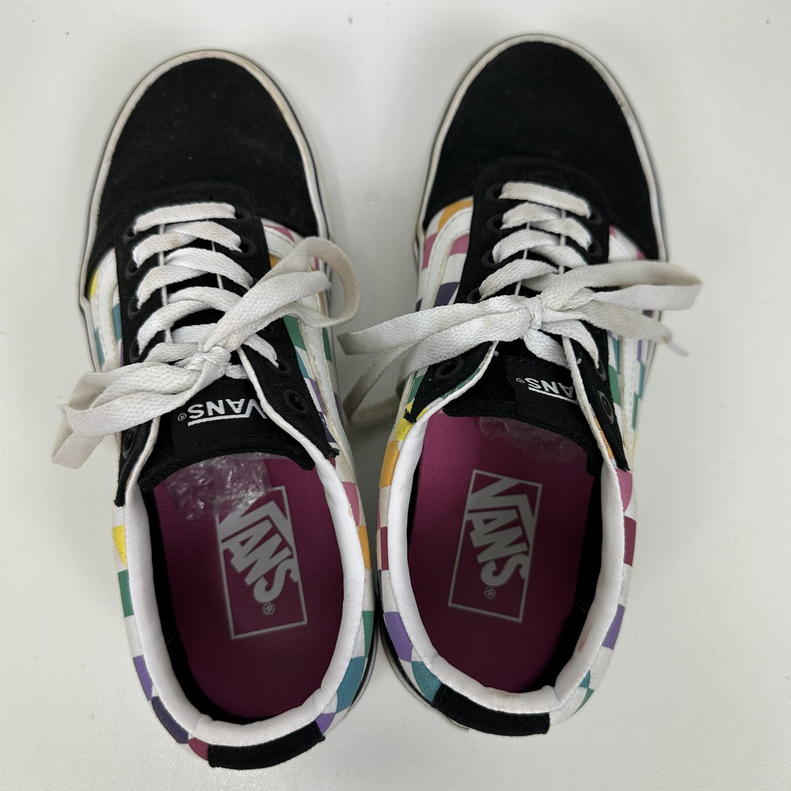 VANS Missy Old Skool Womens Rainbow Checkered Skate S… - Gem