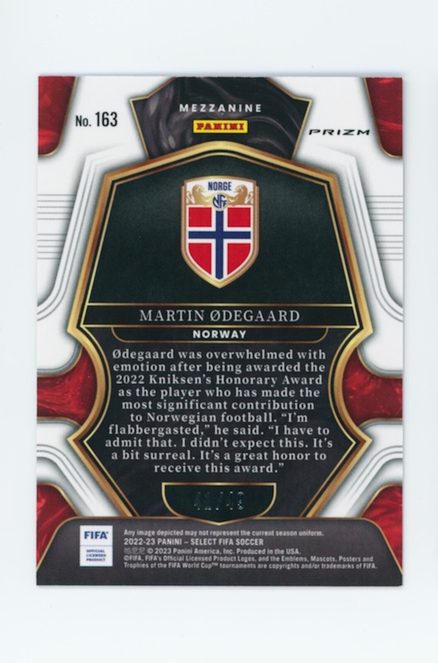 2022-23 Martin Odegaard Panini Select FIFA Mezzanine Tie-Dye Norway ...